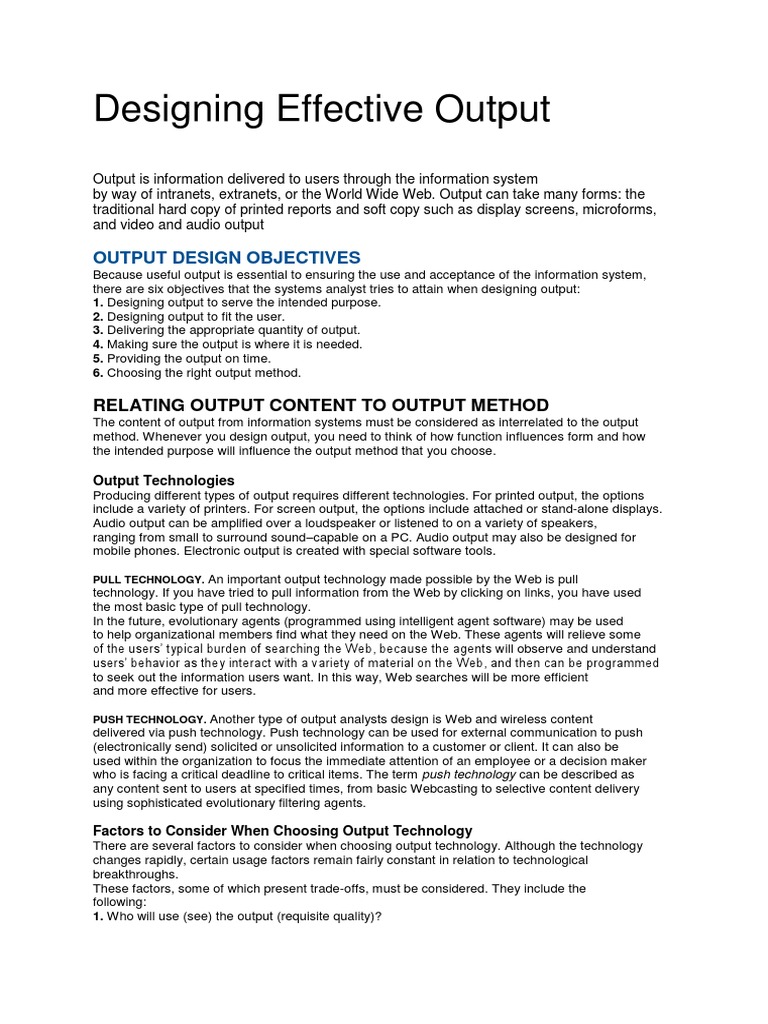 Effective Output Design Principles | PDF | Bias | Intelligence Analysis