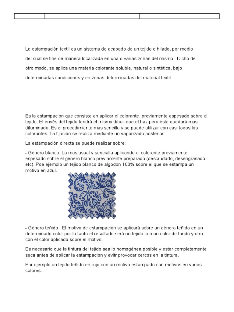 Algunos Tipos de Estampacion Textil | PDF | Tintura | Pinturas