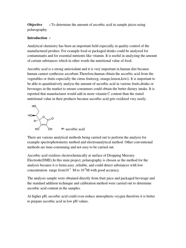 Vitamin C Lab | PDF | Vitamin C | Analytical Chemistry