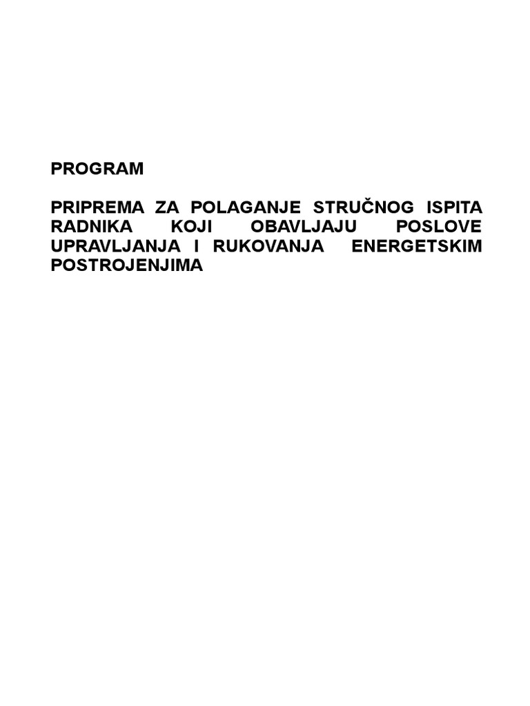 Program Priprema Za Polaganje Strucnog Ispita-Energetska Zvanja | PDF