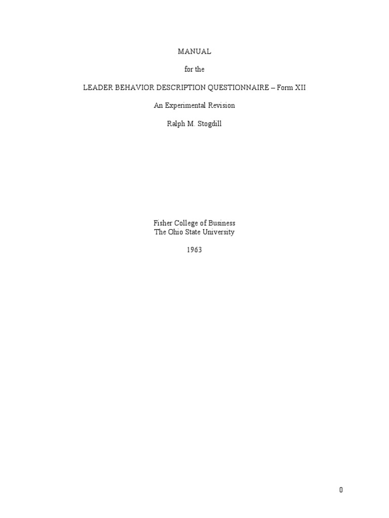1962 LBDQ Manual | PDF | Social Group | Leadership