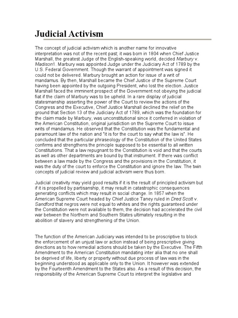 Judicial Activism | PDF | United States Constitution | Judiciaries