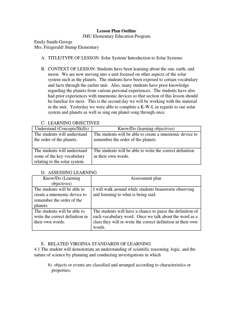 Solar System Lesson Plan Guide | PDF | Vocabulary | Planets
