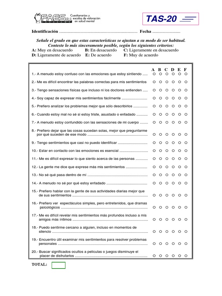 MEDICINA_Test-TAS20 - Escala de Alexitimia de Toronto