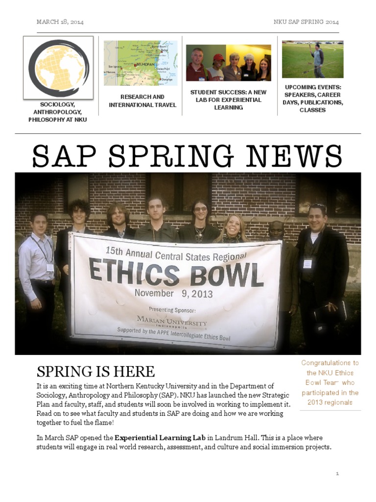 SAP Spring 2014 Newsletter | PDF | Experiential Education | Anthropology