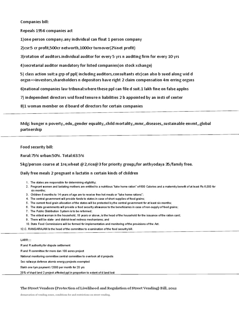 Important Bills For Upsc | PDF | Supreme Court Of India | Public Sphere