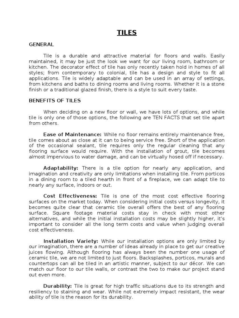 Installation of Wall and Floor Tiles | PDF | Flooring | Tile