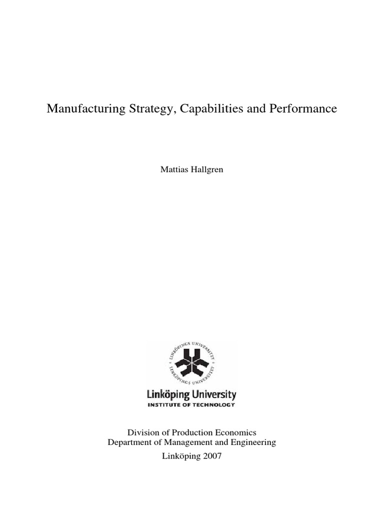 Manufacturing Strategy | PDF | Factor Analysis | Strategic Management