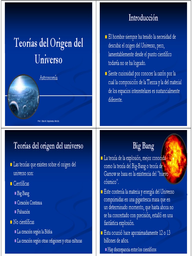 Teorias Del Origen Del Universo Color | PDF | Universo | Tiempo espacial