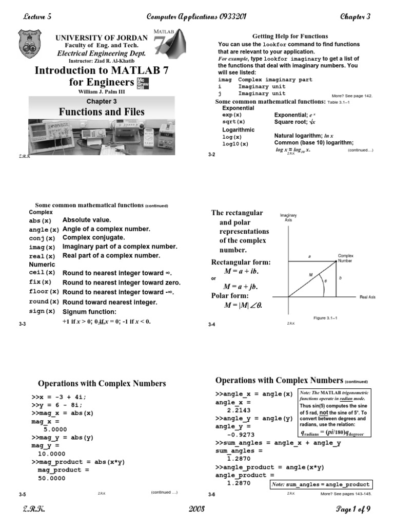 Introduction To MATLAB 7 For Engineers: Functions and Files | Download Free PDF | Trigonometric ...