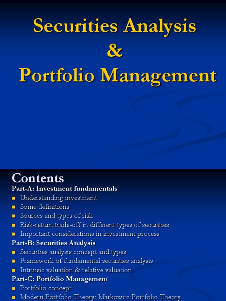 Securities Analysis & Portfolio Management | PDF | Capital Asset ...