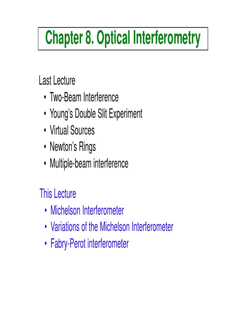 8 Optical Interferometry | PDF | Interferometry | Interference (Wave Propagation)