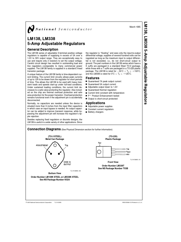 LM338K | PDF | Capacitor | Resistor