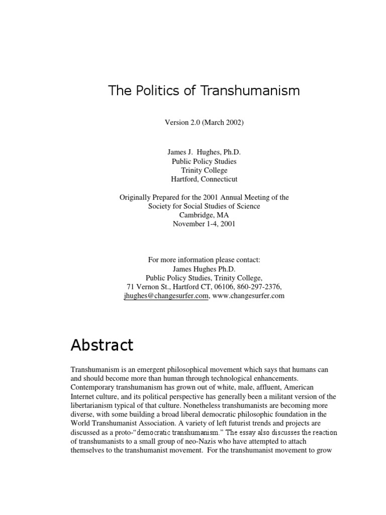 The Politics of Transhumanism | PDF | Transhumanism | Technological ...