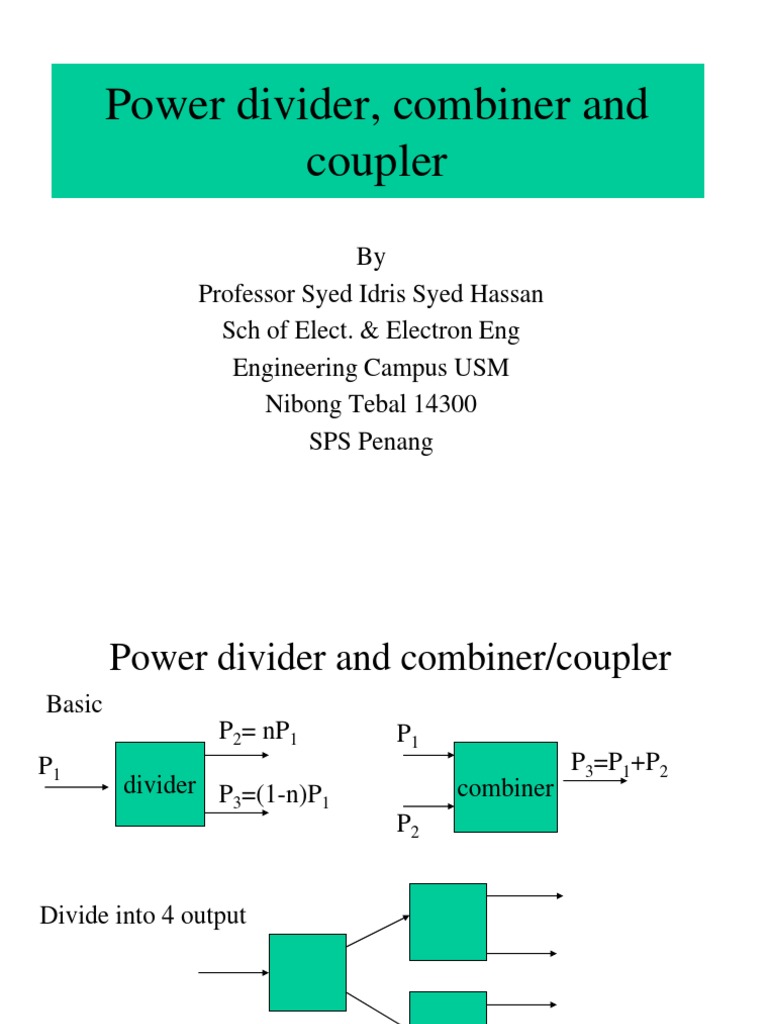 Power Divider, Combiner and Coupler | PDF | Telecommunications ...
