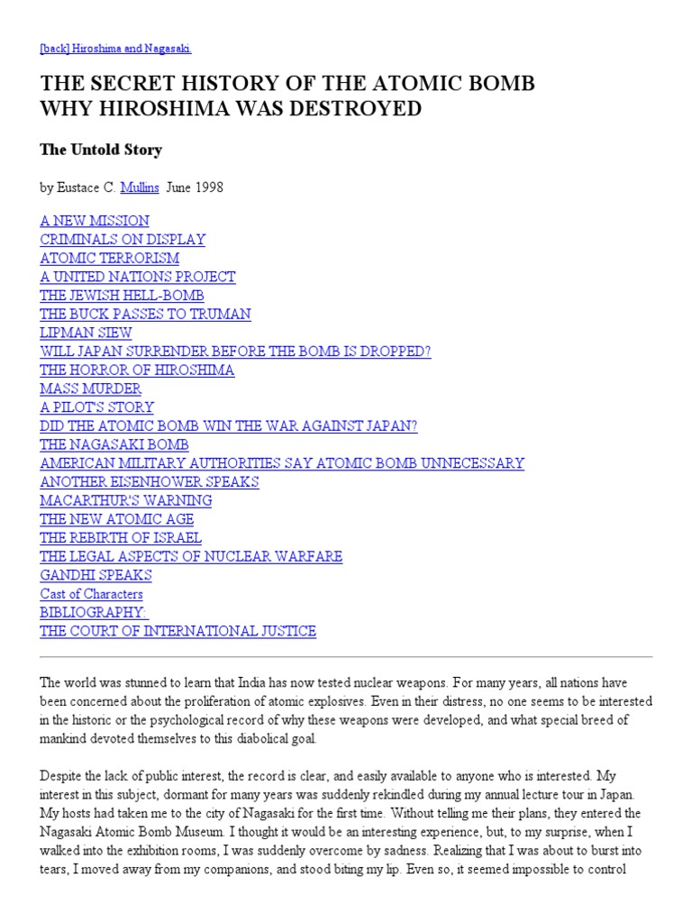 Secret History of the Atomic Bomb | PDF | Atomic Bombings Of Hiroshima ...