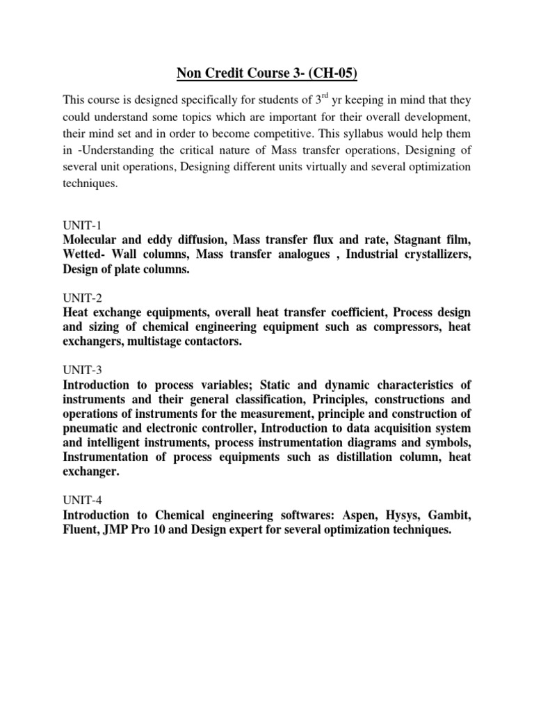 Non Credit Course 3 - (CH-05) | PDF | Mass Transfer | Instrumentation