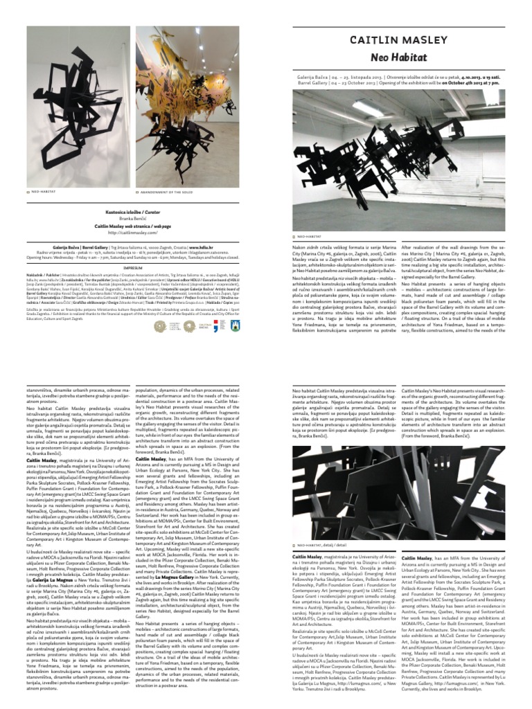 Caitlin Masley: Neo Habitat Exhibition | PDF | Art Museum | Museum