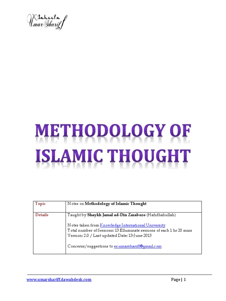 Islamic Thought Methodology Notes | PDF | Hadith | Quran
