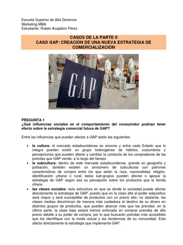 Solución Caso GAP (Casos de La Parte II) | PDF | Marketing | Mercado (economía)