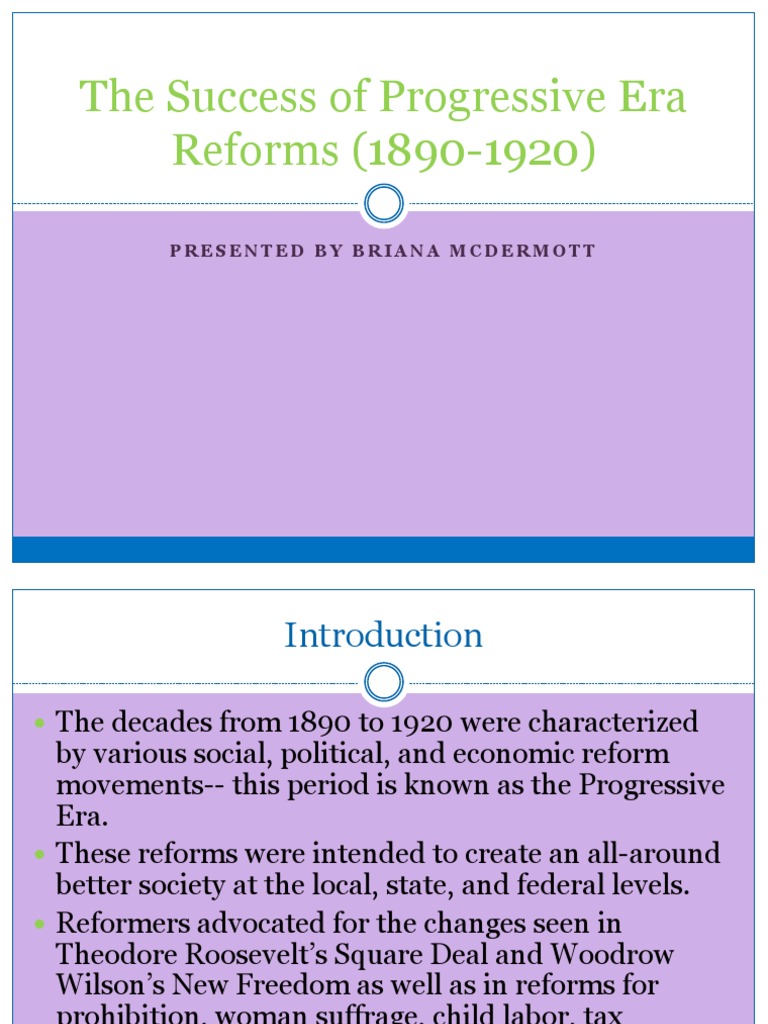 Successes of Progressive Era Reforms | PDF | Progressive Era ...