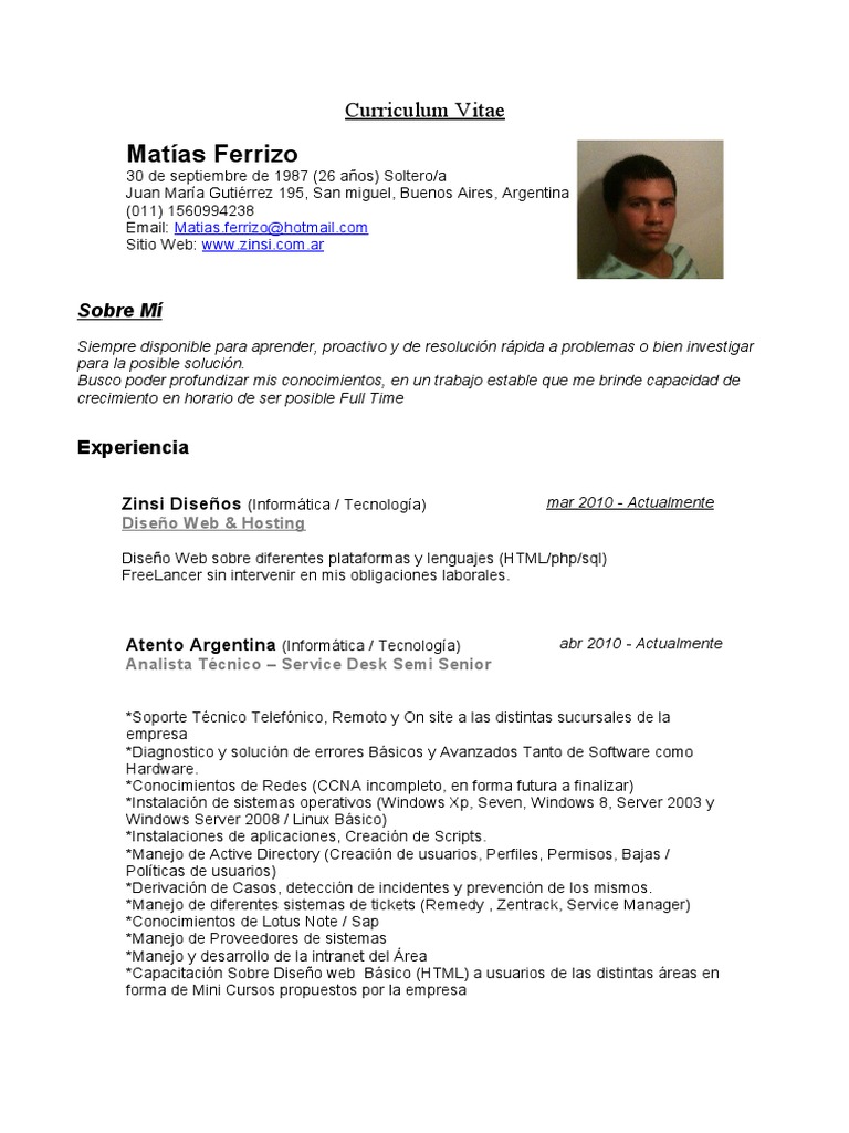 CV Matias Ferrizo | PDF | Informática | Software