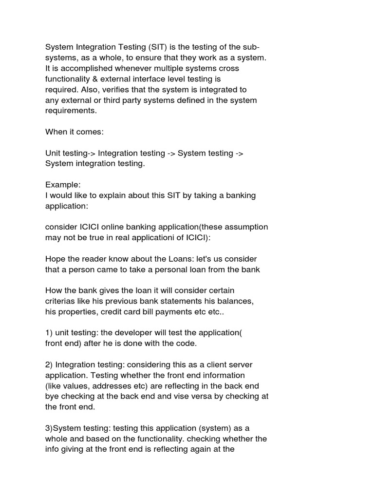 System Integration Testing | PDF