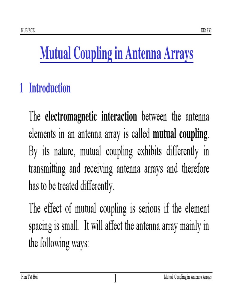 Mutual Coupling in Antenna Arrays | PDF | Antenna (Radio) | Electrical ...