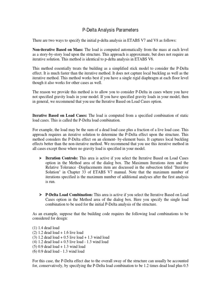 P-Delta Analysis Parameters | PDF
