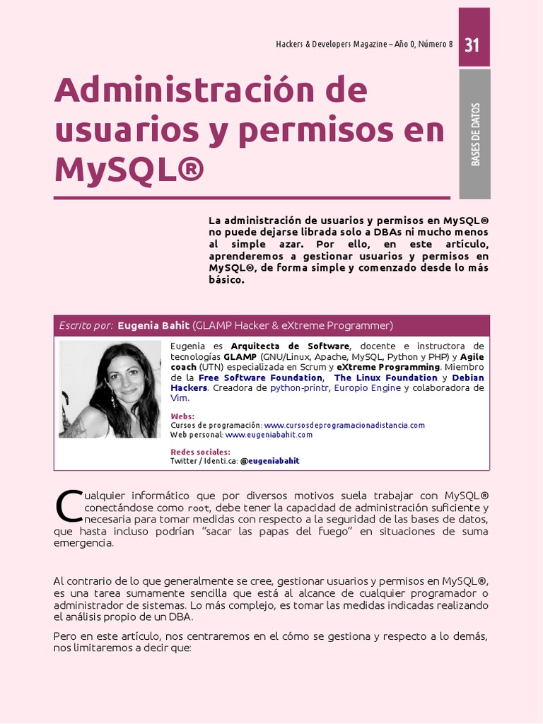 DDBB - Administración de Usuarios y Privilegios en MySQL | PDF ...