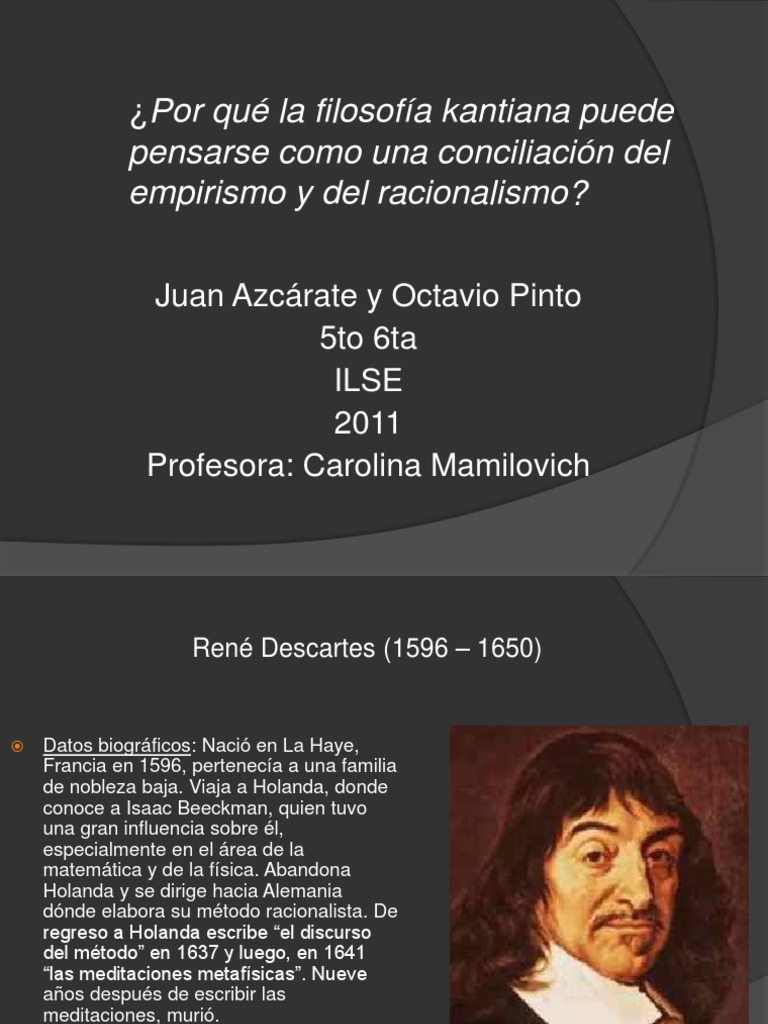 filosofía kantiana conciliación entre empirismo y racionalismo ...