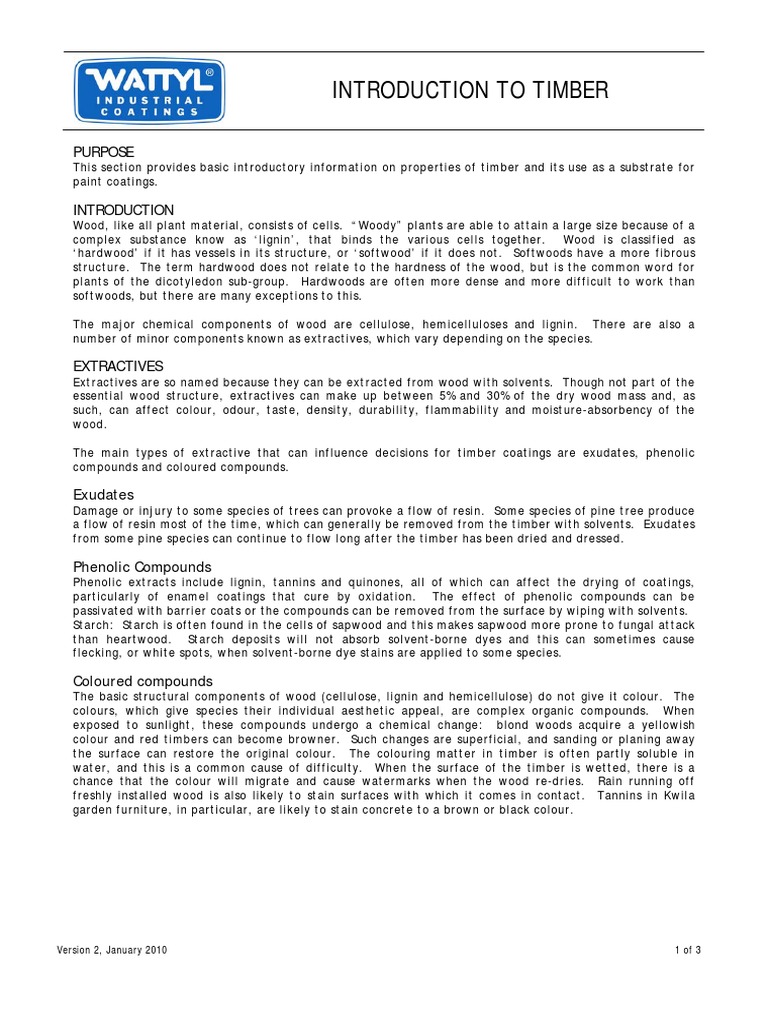 1 Introduction To Timber v2 | PDF | Lignin | Wood