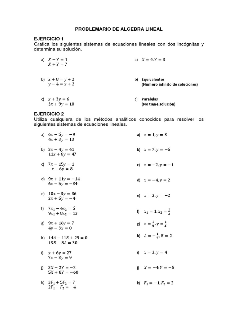 Problemario de Algebra Lineal | PDF | Vector Euclidiano | Euro