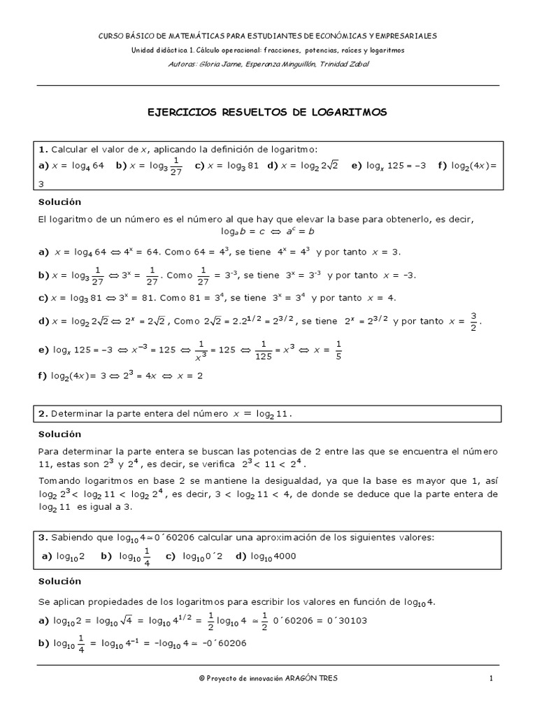 EJERCICIOS RESUELTOS DE LOGARITMOS.pdf | Logarithm | Complex Analysis