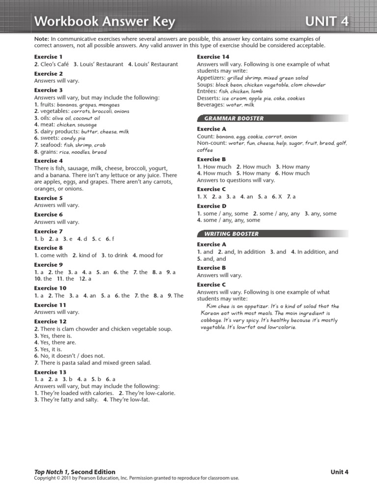 TP 01 Unit 04 Workbook Ak | PDF | Salad | Soup