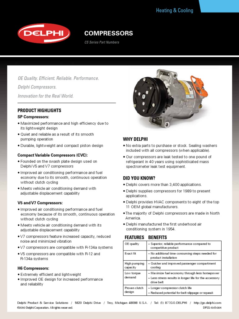 Compressores Delphi | PDF | Gas Compressor | Air Conditioning