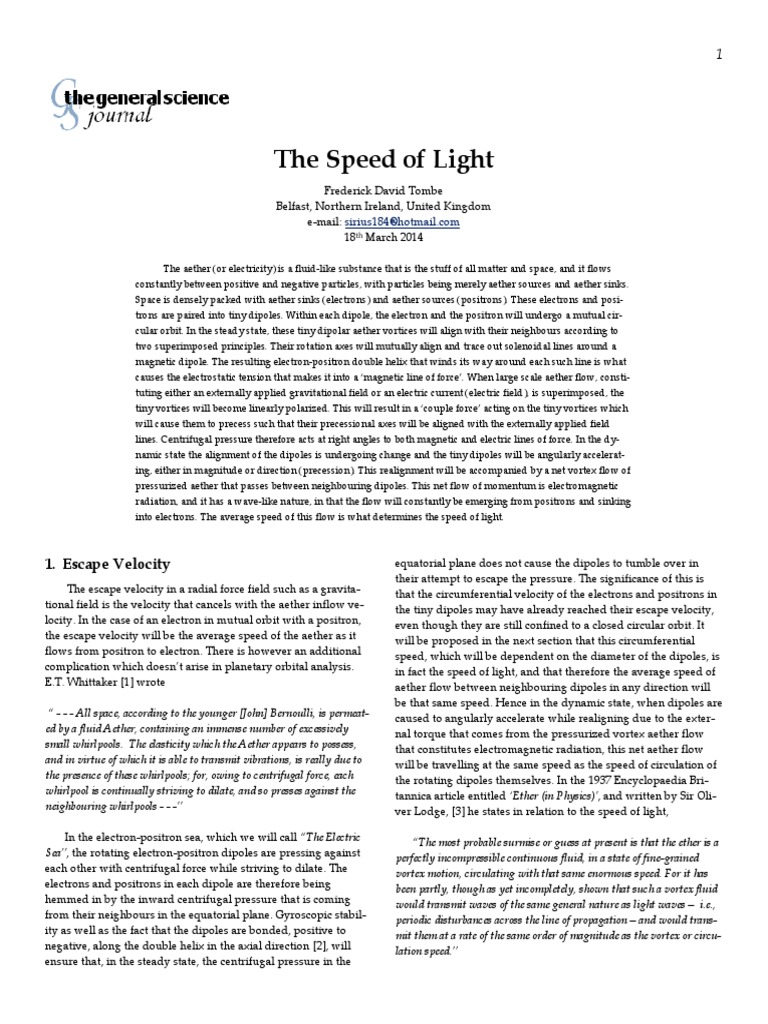The Speed of Light | PDF | Luminiferous Aether | Force