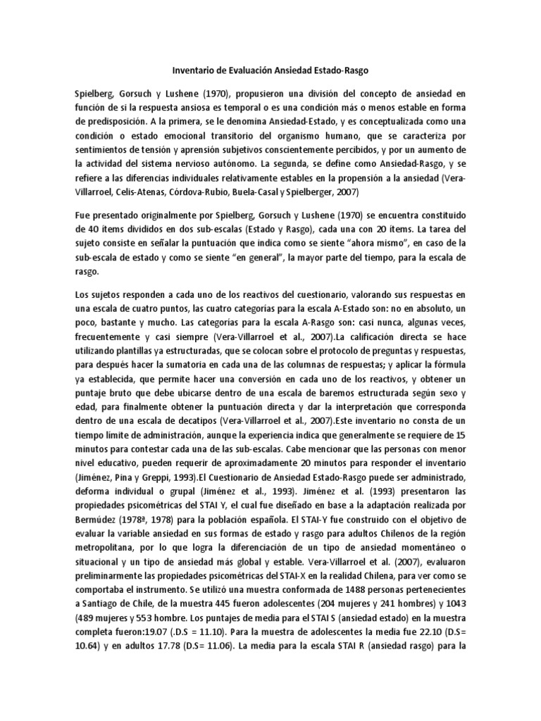Interpretación de la Escala EVEA | PDF | Alfa de Cronbach | Ansiedad
