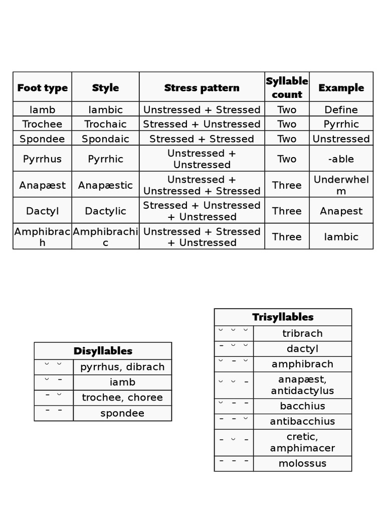 Meter Types: Iambs, Trochees, Anapests | PDF