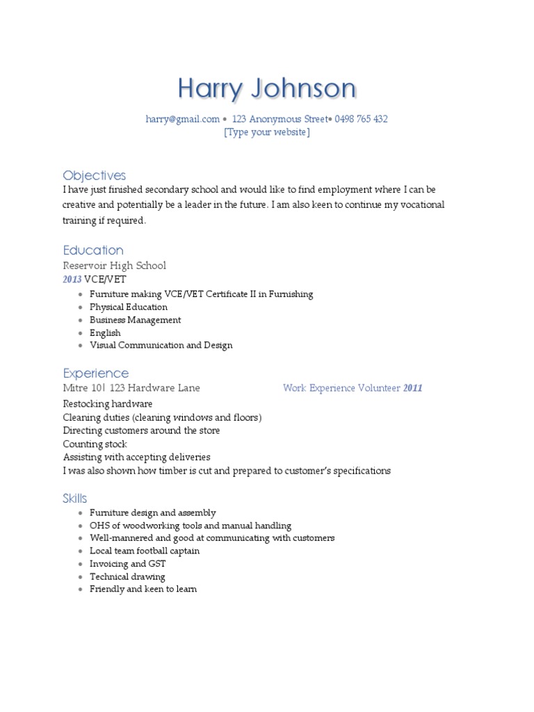 Harry Johnson's Job Application Resume | PDF | Career & Growth