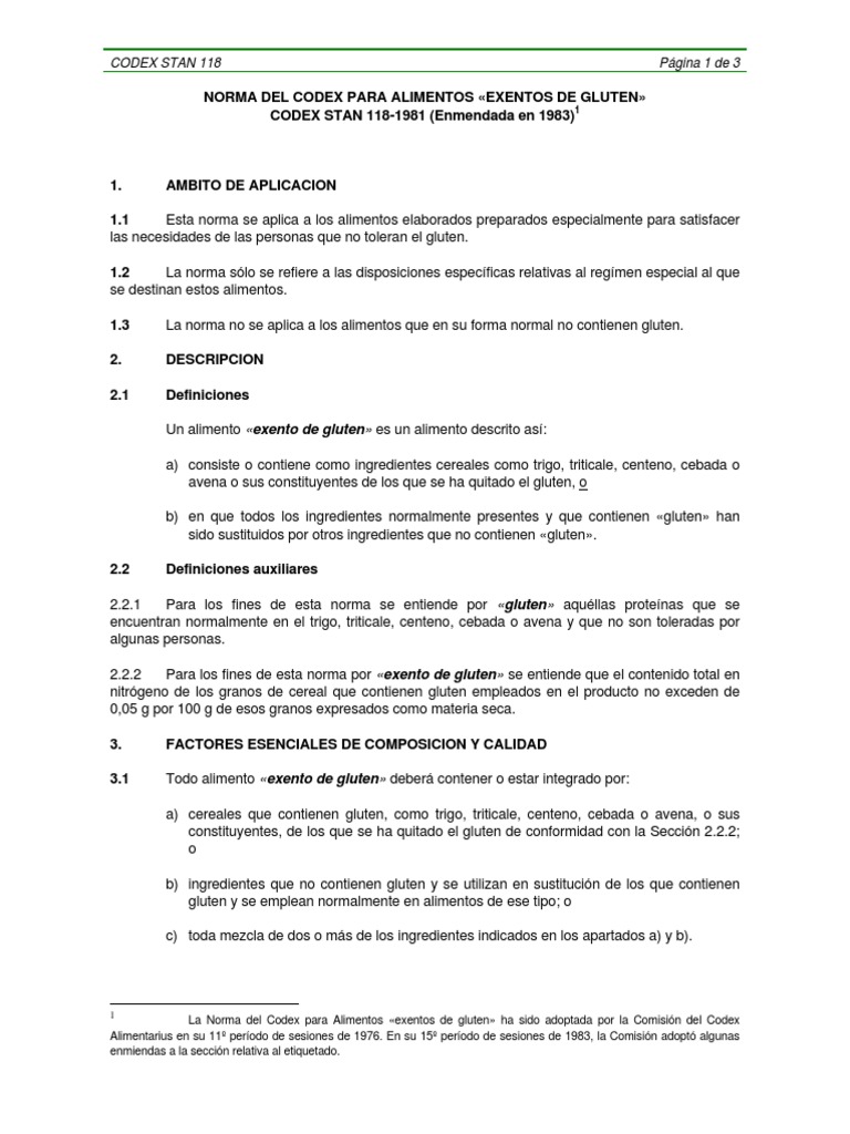 Codex Stan 118-1981 | PDF | Gluten | Alimentos