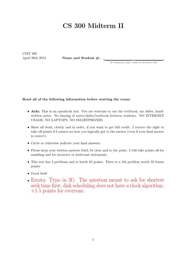 Modern Operating Systems - Midterm Exam Solutions - Spring 2013 | PDF | Scheduling (Computing ...