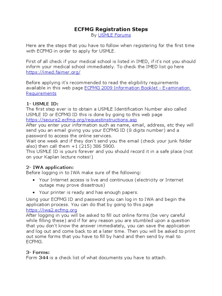 ECFMG Registration Steps | PDF | United States Medical Licensing ...