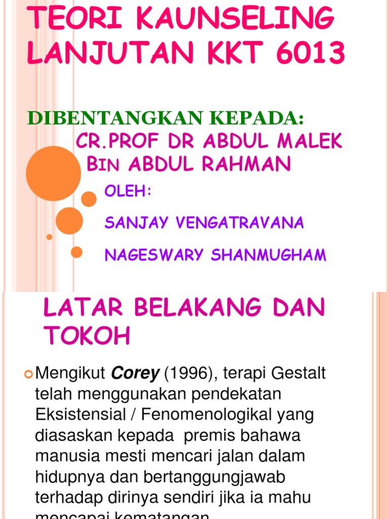 Terapi Gestalt (Prof Malek) | PDF