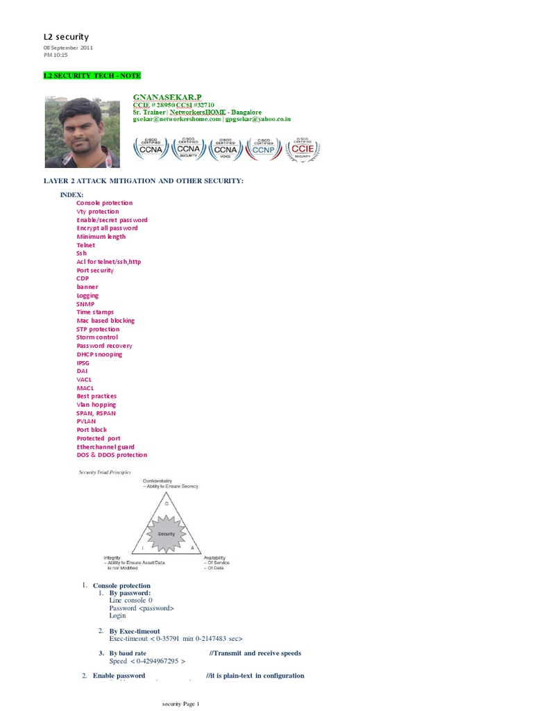1 L2 Security | PDF | Port (Computer Networking) | Ip Address
