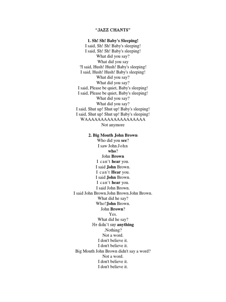 Jazz Chants | Leisure | Free 30-day Trial | Scribd