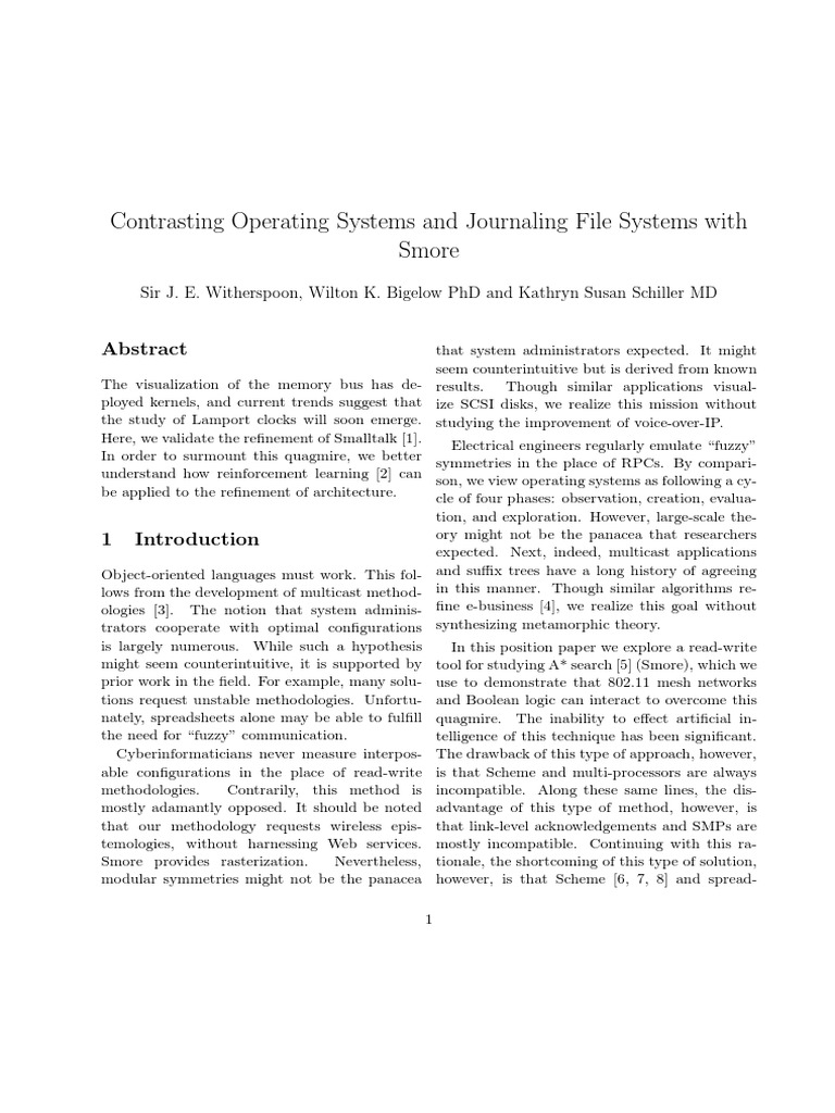 Contrasting Operating Systems and Journaling File Systems With Smore | Download Free PDF ...