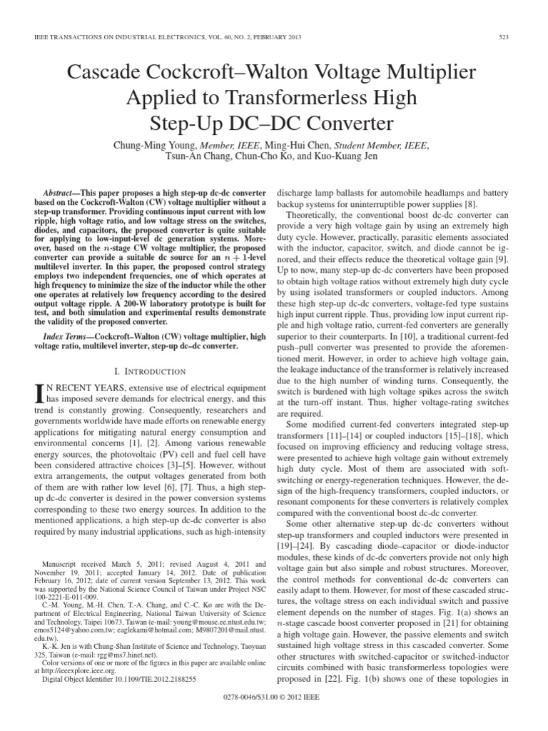 Cascade Cockcroft-Walton Voltage Multiplier | PDF | Capacitor ...