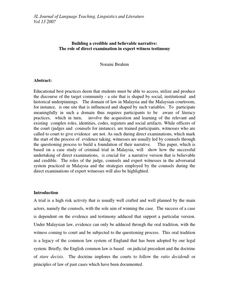 Building A Credible and Believable Narrative: The Role of Direct ...