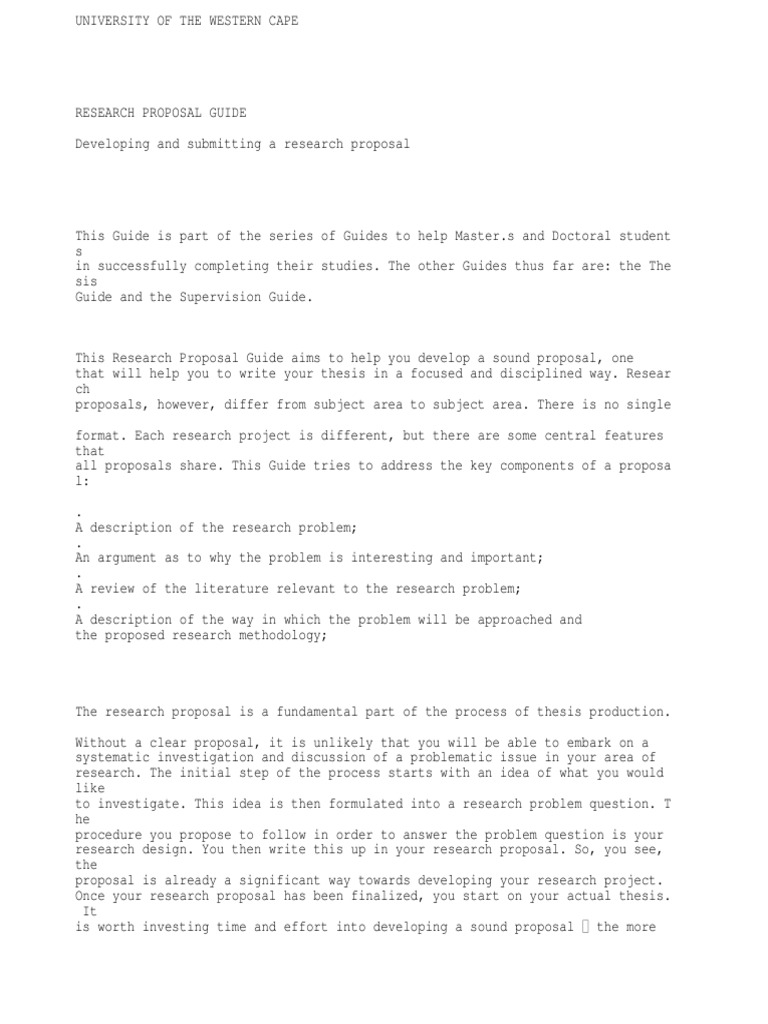 Research Proposal Guide | PDF | Thesis | Postgraduate Education